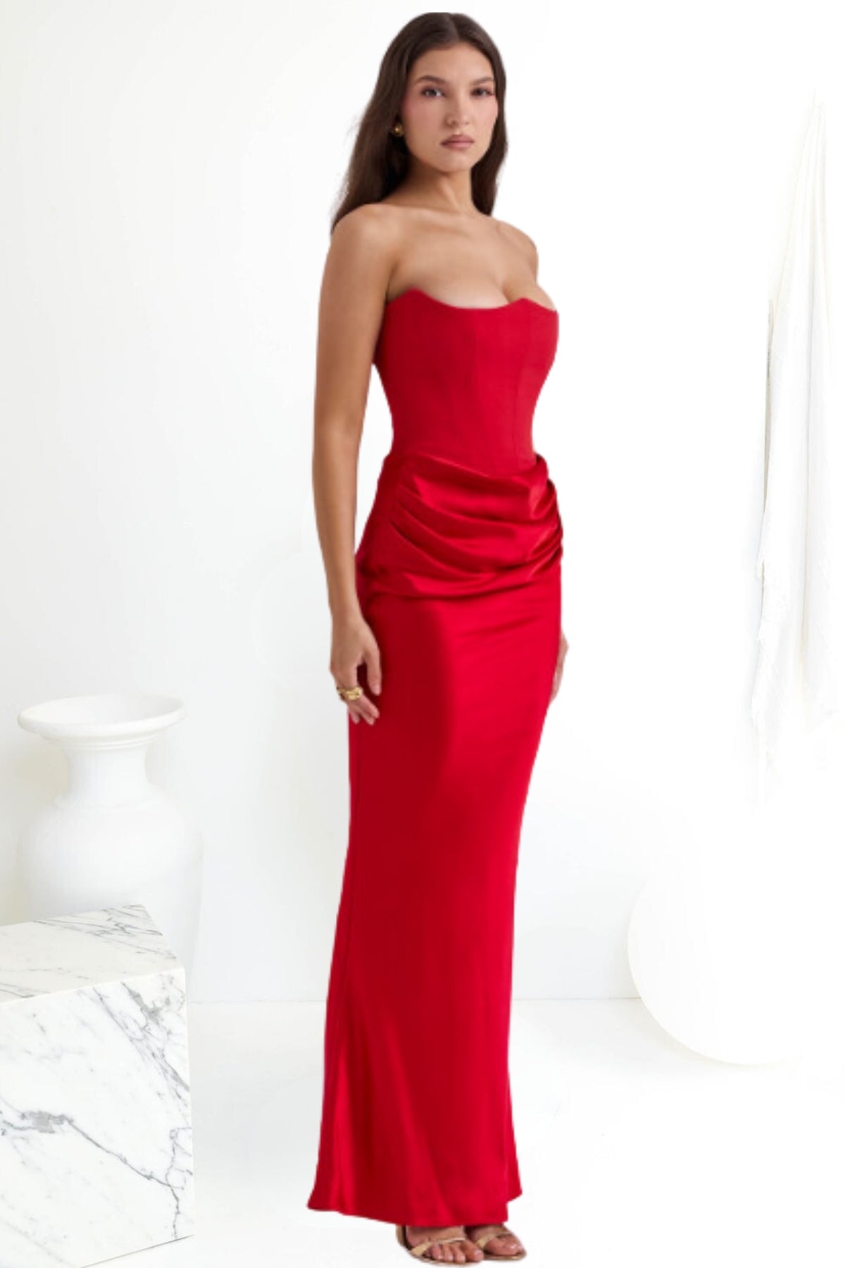 Rent House Of CB Persephone Corset Dress (Red) | Dress for a Night