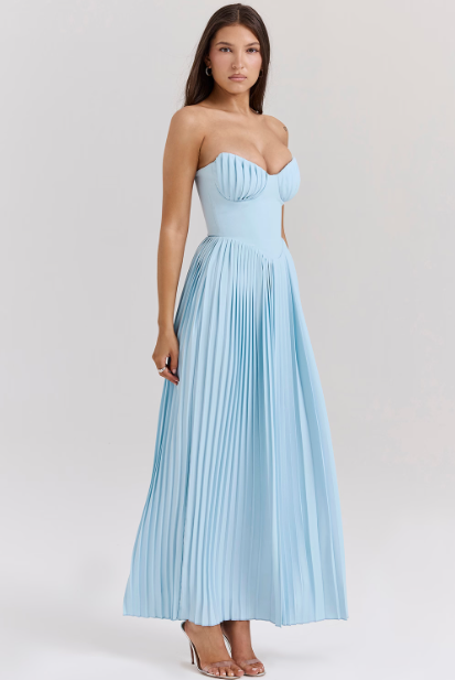 Rent House Of CB Marcella Pleated Maxi Dress (Ocean Blue) | Dress for a ...